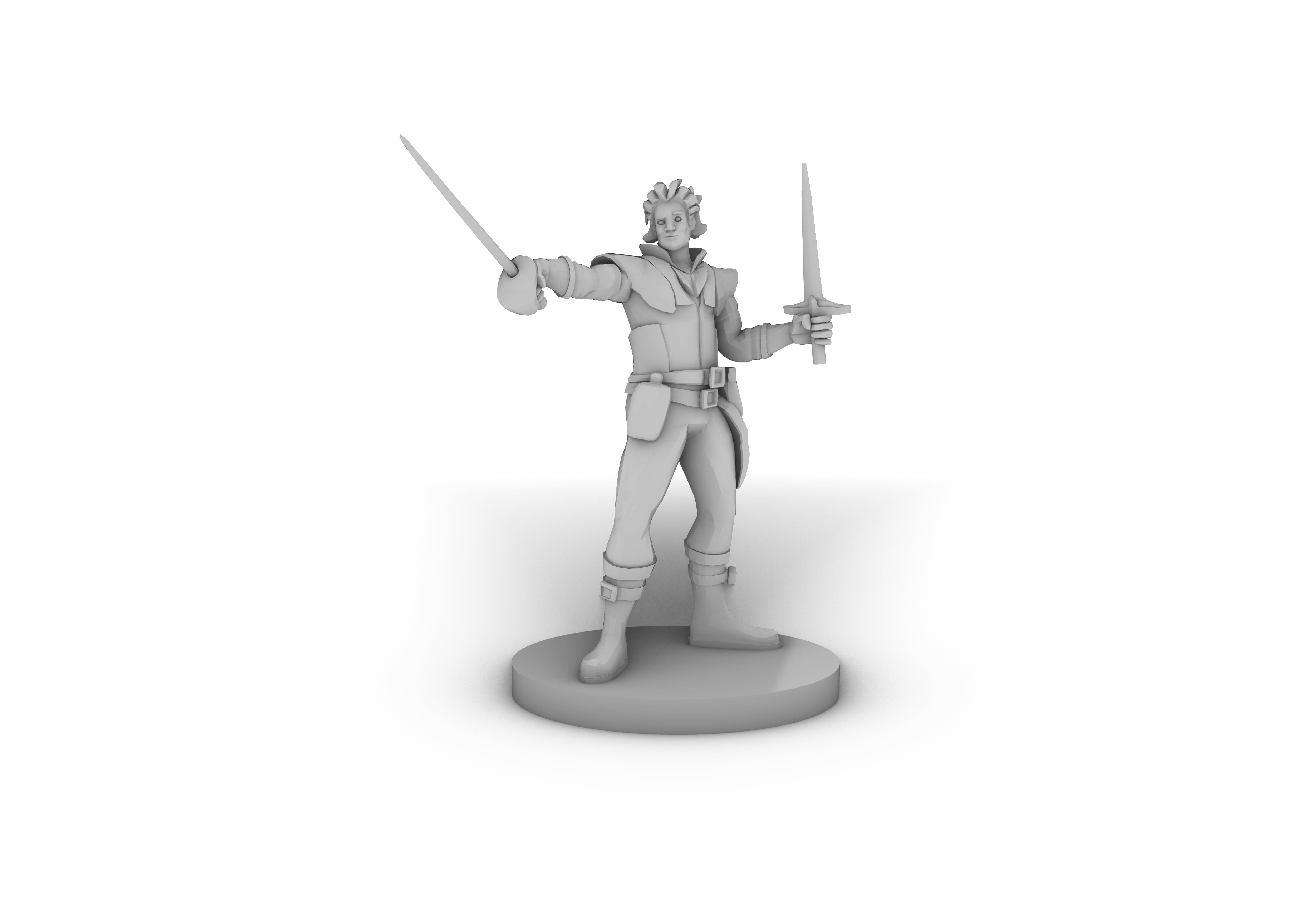 Human Male Swashbuckler Tabletop DND Gaming Miniature – Triple D Designs